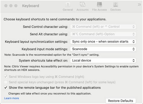 keyboard layout synchronization citrix virtual delivery agent for macos