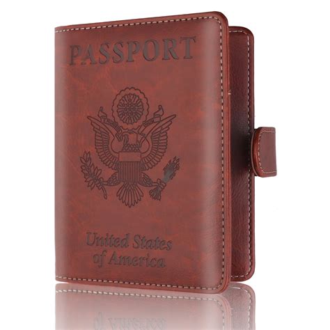 Rfid Blocking Passport Holder Discoloration Pu Leather Wallet Card Protector Reinsho