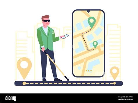 Mobile App For Blind People Smartphone Online Application For City Navigation Helps Sightless