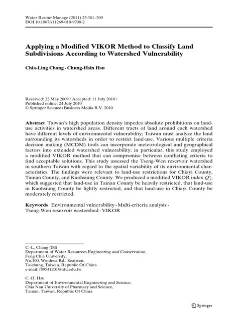 applying a modified vikor method to classify land subdivisions