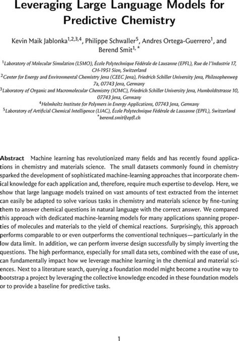 Leveraging Large Language Models For Predictive Chemistry Theoretical And Computational