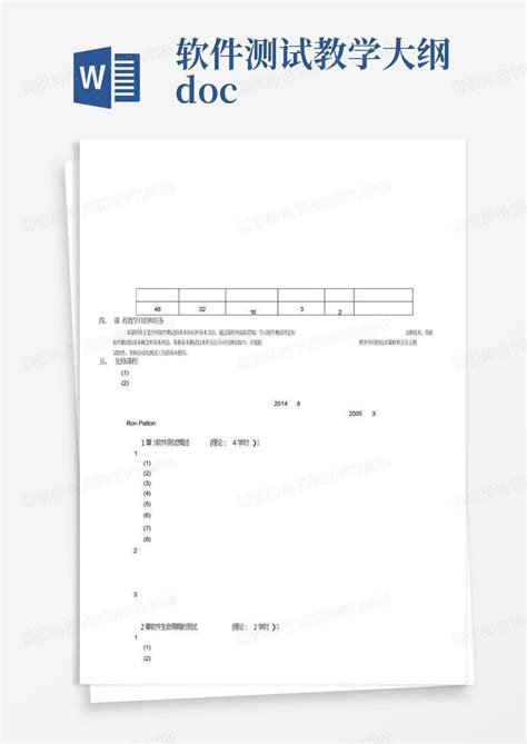 软件测试教学大纲 docword模板下载 编号qxrajwgn 熊猫办公