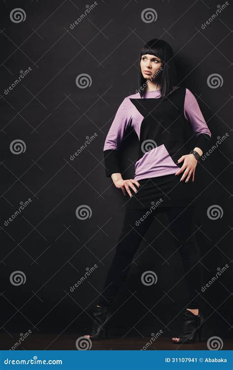 Beautiful Girl Posing On Dark Backround Stock Image Image Of