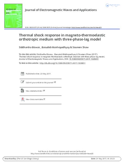Pdf Thermal Shock Response In Magneto Thermoelastic Orthotropic