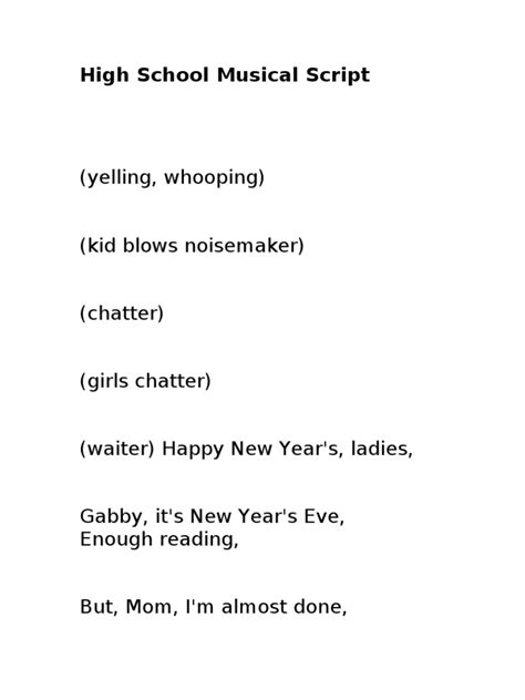 High School Musical Script Pdf Leisure Entertainment General