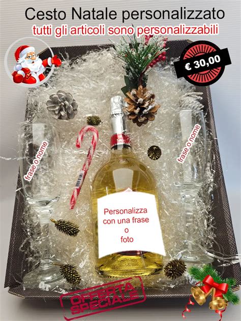 Cesto Natale Personalizzabile Con Bottiglia E Flute Idea Regalo