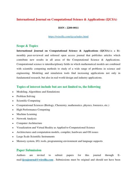 International Journal On Computational Science And Applications Ijcsa Pdf