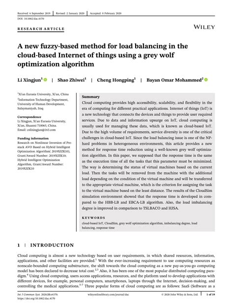 A New Fuzzy Based Method For Load Balancing In The Cloud Based Internet