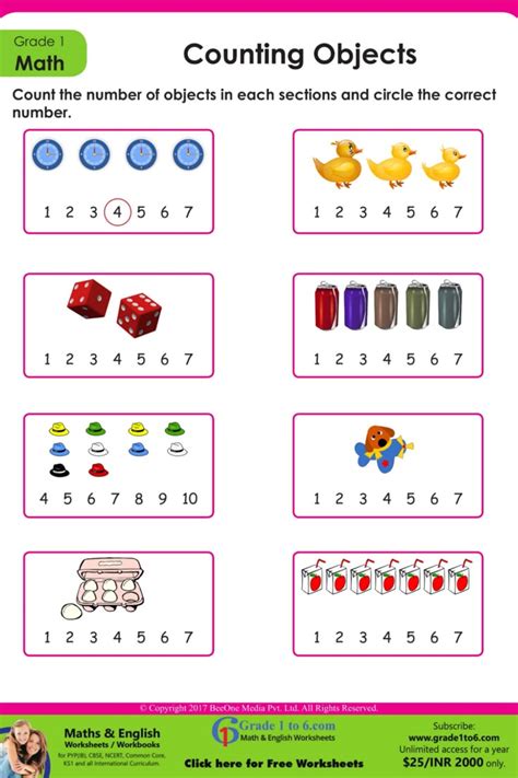 Counting Objects Worksheet