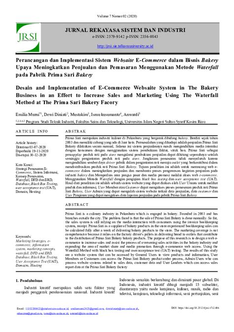 Pdf Perancangan Dan Implementasi Sistem Website E Commerce Dalam Bisnis Bakery Upaya