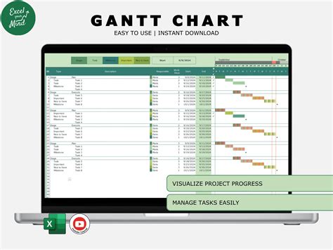 Gantt Chart Project Tracker Excel Template For Project Management Etsy