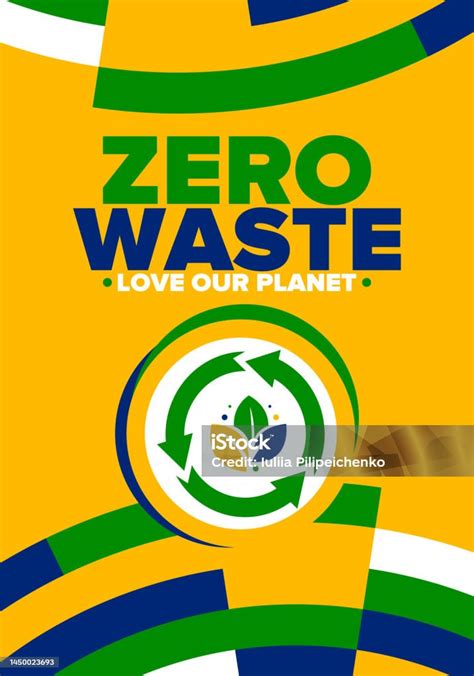제로 웨이스트 생태 포스터 거절하고 줄이십시오 재사용 및 재활용 환경을 위한 녹색 1월 친환경 라이프스타일 지구를 구하세요 플라스틱이없고 에코 백 만 있습니다 벡터 그림 0