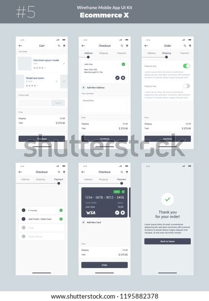 Wireframe Kit Mobile Phone Mobile App Stock Vector Royalty Free 1195882378