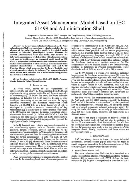 Integrated Asset Management Model Based On Iec 61499 And Administration