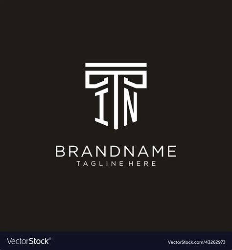 In Initial Logo With Geometric Pillar Style Design