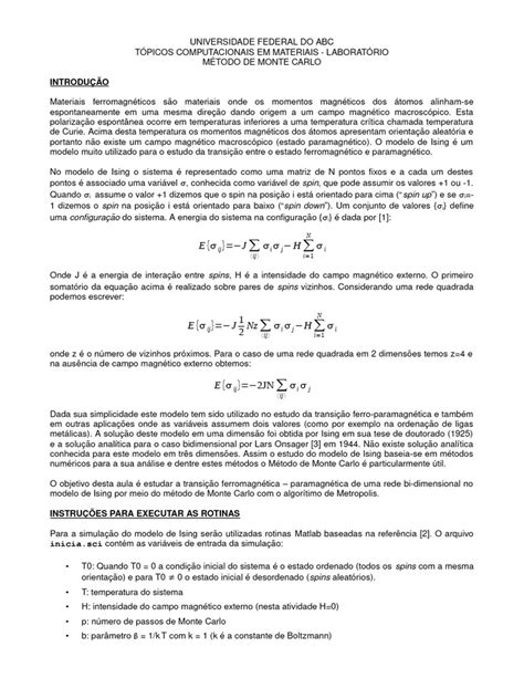 Roteiro Métodos Computacionais Em Materiais Pdf Magnetismo Química Física