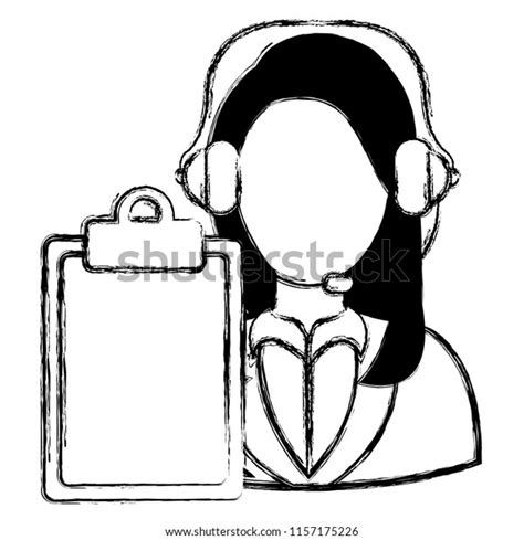 Call Center Woman Headset Checklist Stock Vector Royalty Free