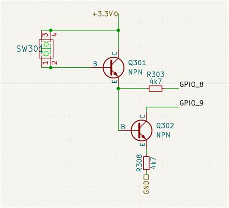 Npn Will This Design Pull GPIO Down While Pulling GPIO High Electrical Engineering
