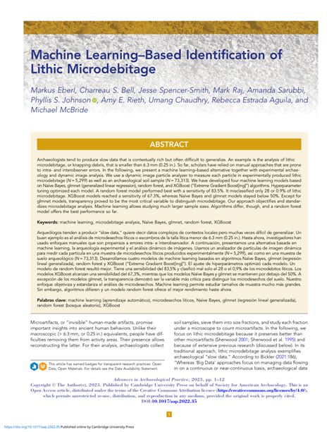 Pdf Machine Learningbased Identification Of Lithic Microdebitage