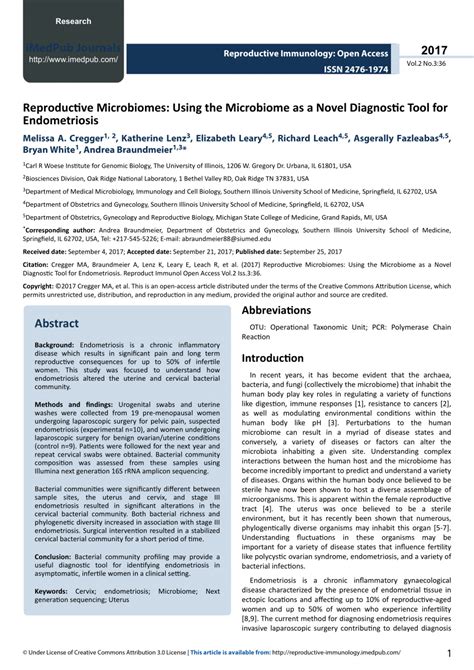 Pdf Reproductive Microbiomes Using The Microbiome As A Novel