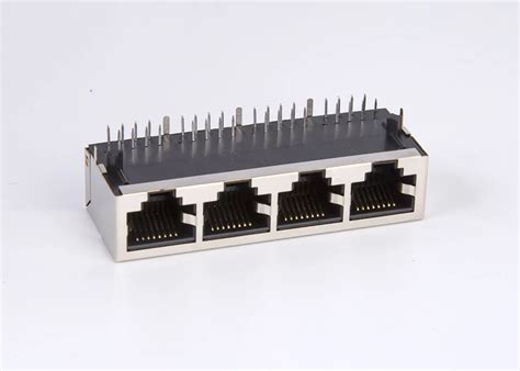 1 X 4 Multiple Port Cat5 Rj45 Pcb Socket Connector Female For Communication Dimud Connectors