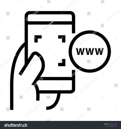 Mobile Scan Website Stroke Outline Style เวกเตอร์สต็อก ปลอดค่า