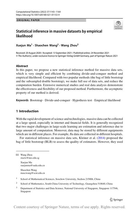 statistical inference in massive datasets by empirical likelihood