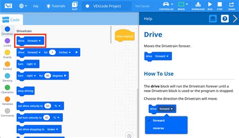 using help in vexcode v5 vex library