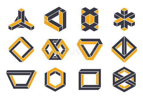 Optical Illusion Impossible Geometric Shapes Unreal Line Figures Abstract Delusion Elements