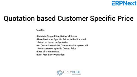 Quotation Based Customer Specific Price