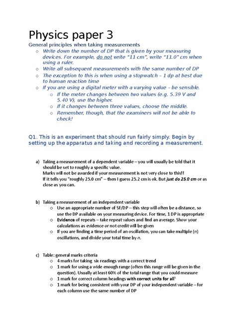 A Level Physics Paper 5 Planning Analysis And Evaluation Notes Studocu