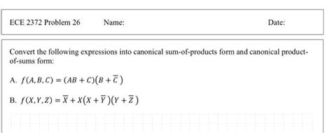 Solved Convert The Following Expressions Into Canonical