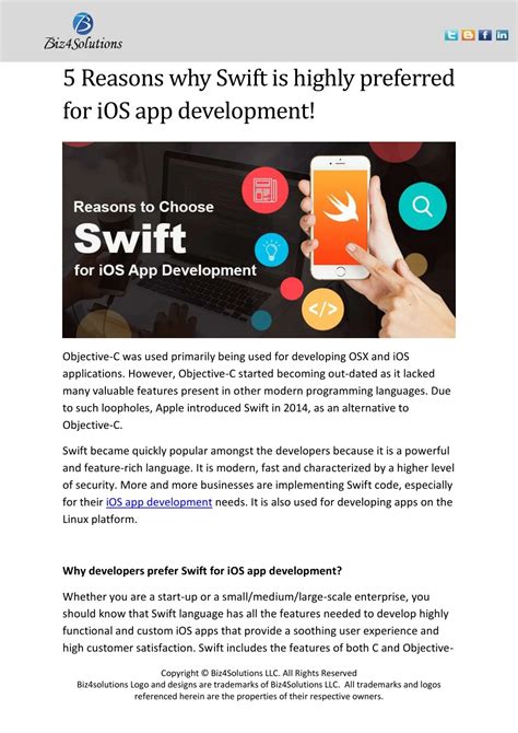 Ppt 5 Reasons Why Swift Is Highly Preferred For Ios App Development Powerpoint Presentation