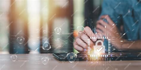 Premium Photo Businessman Showing Data Access Protection With Key Icon Safety Technology