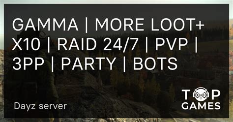 Gamma More Loot X10 Raid 24 7 Pvp 3pp Party Bots сервер Dayz