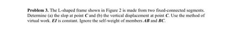 Solved Problem 3 The L Shaped Frame Shown In Figure 2 Is