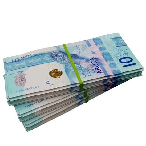 10 Aruban Florin Stack Pile 10 Aruban Florin Stack Aruban Florin