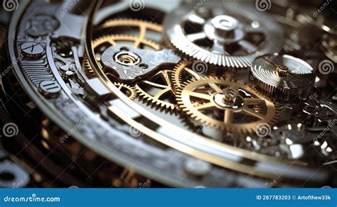 Time Unveiled Intricate Metallic Gears And Springs In Abstract Clock