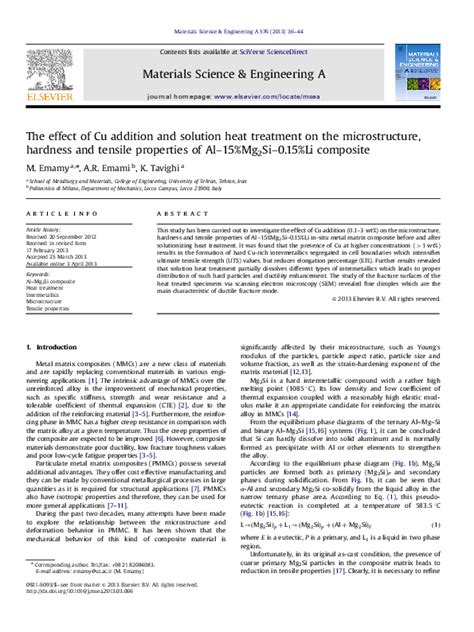 Pdf The Effect Of Cu Addition And Solution Heat Treatment On The