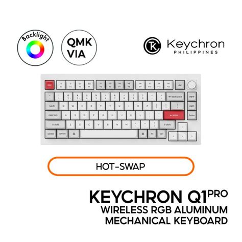 Keychron Q1 Pro Knob Qmk Keyboard Shell White 75 Wired Bluetooth Rgb Aluminum Hotswap