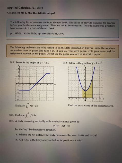 Solved Applied Calculus Fall 2019 Assignment 18 And19 The