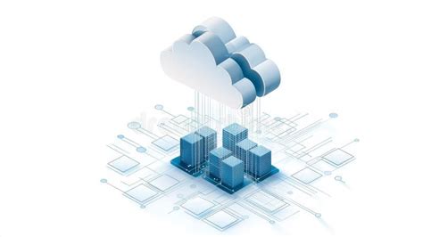 A Modern Cloud Computing Concept Illustrating Data Storage And Processing Using Stylized
