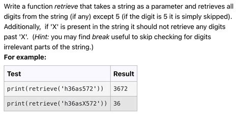 Solved Write A Function Retrieve That Takes A String As A Chegg