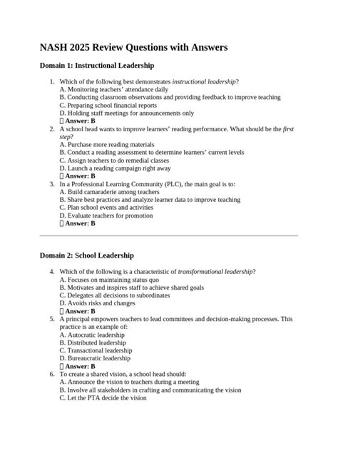 Practice 1 Nash 2025 Review Questions With Answers Pdf Teachers