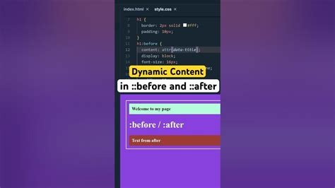 How To Use Dynamic Text In Before And After Pseudo Elements Shorts Css Html Youtube