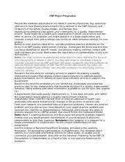 EBP Project Preparation Docx EBP Project Preparation Review The Readings And Media In The Week