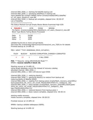 FIXING BLOCK CORRUPTION RMAN On 11G PDF Operating Systems Computer Software And Applications