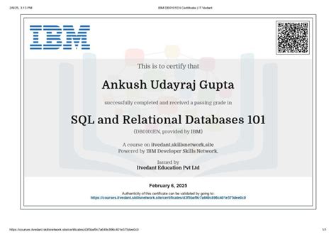 Sql Databases Relationaldatabases Ibm Itvedant Certification