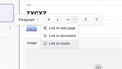 adding a link image in the new page builder prismic for content