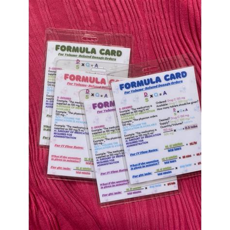 Drug Computation Formula Card Nursing Notes Hub Shopee Philippines